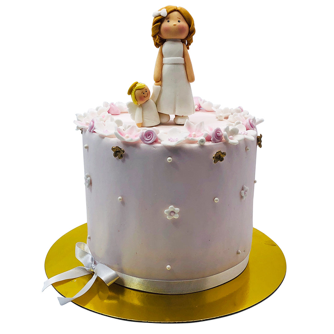 Torta 3D Primera comunión niña con angelito – Terely